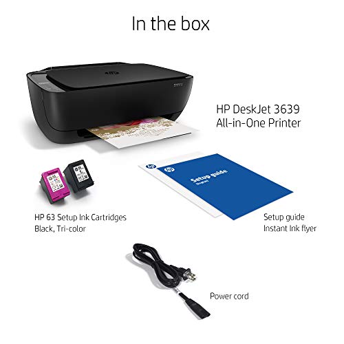HP DeskJet 3639 Wireless All-in-One Printer, Compatible with Alexa (K4T98A)
