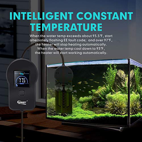 hygger 800W Aquarium Heater, Submersible Fish Tank Water Heater with External Color LED Digital Temperature Controller, Fast Heating for 120-180 Gallon