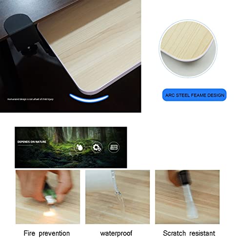 4 Colours Wooden Keyboard Tray Under Desk Storage - Clamp-On - Sliding Keyboard Shelf - Desk Extender Elbow Arm Support, Easy Installation, Ergonomic for Typing/Gaming