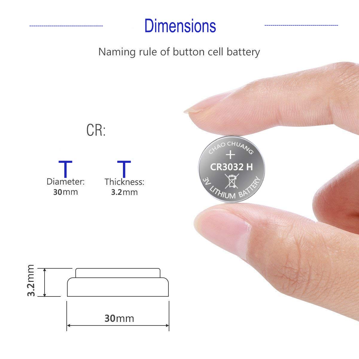 UOGTNON CR3032 (BR3032) 3V Lithium Battery (6 - Pack)