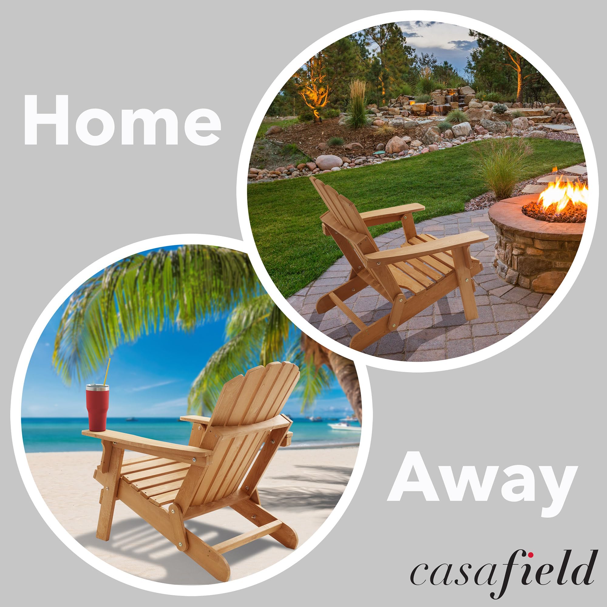 Casafield Oversized Folding Adirondack Chair, Set of 4 Cedar Wood Outdoor Fire Pit Lounge Chairs for Patio, Deck, Yard, Lawn and Garden Seating, Partially Pre-Assembled - Espresso