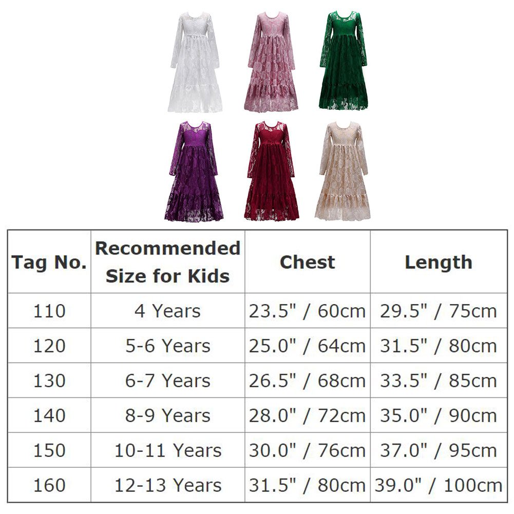 Flower Girls Lace White First Communion Dress Wedding Bridesmaid Party Christening Princess Aline Boho Rustic Dance Gown 12-13