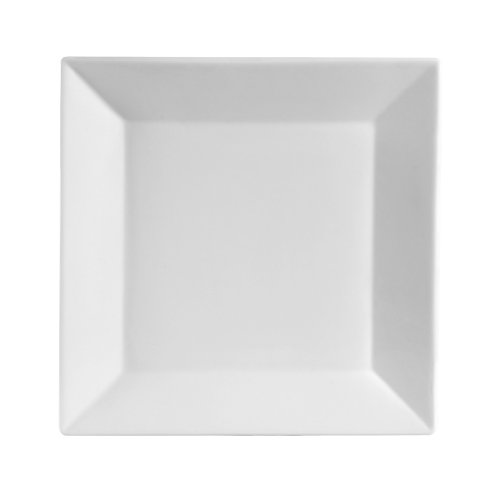 CAC China KSE-21 Kingsquare 12-Inch Super White Porcelain Square Plate, Box of 12