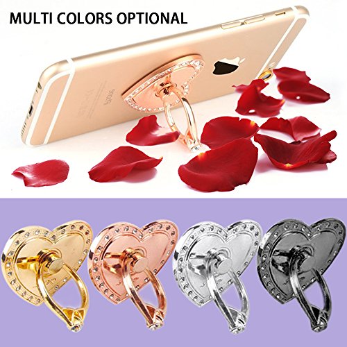 IHUIXINHE Phone Ring Holder, Universal Phone Stand, 4PCS 360° Rotation 3D Aluminium Alloy Ring Grip for iPad, iPhone X iPhone 8, 8Plus, 7, 7Plus, Samsung S9 Note8, Huawei All Cell Phone (Heart)