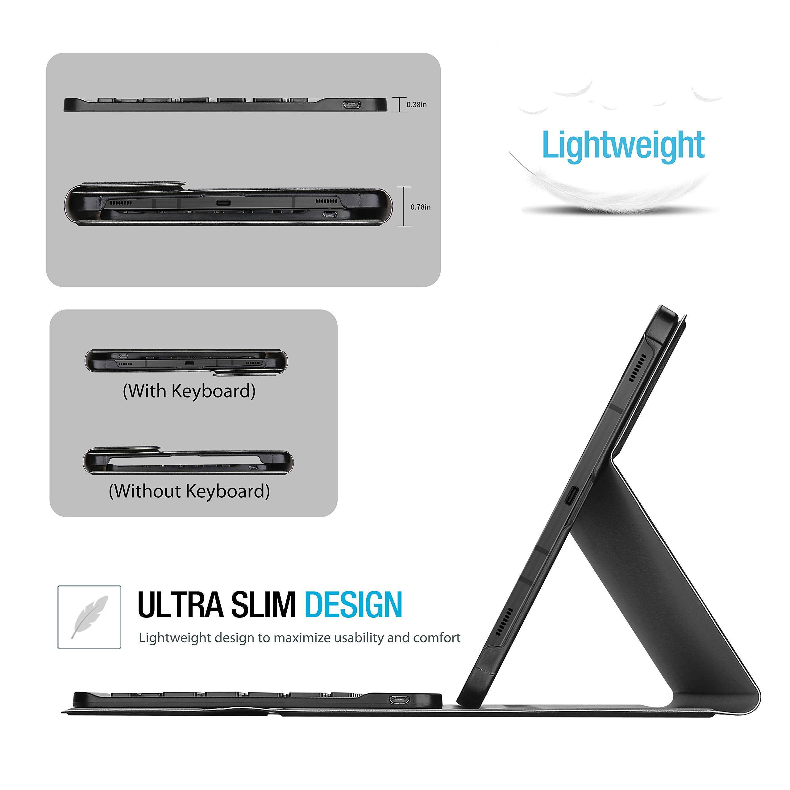 ProCase Galaxy Tab S8 / Tab S7 11 inch Keyboard Case SM-X700 X706 SM-T870 T875 T878, Slim Lightweight Protective Cover with Magnetically Detachable Wireless Keyboard -Black