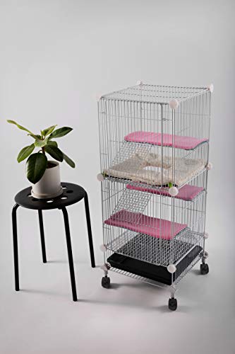Pet Hutch Cages for Hamster, Rat or Other Small Animals Indoor, Expandable and Stackable, 14x14x28 in