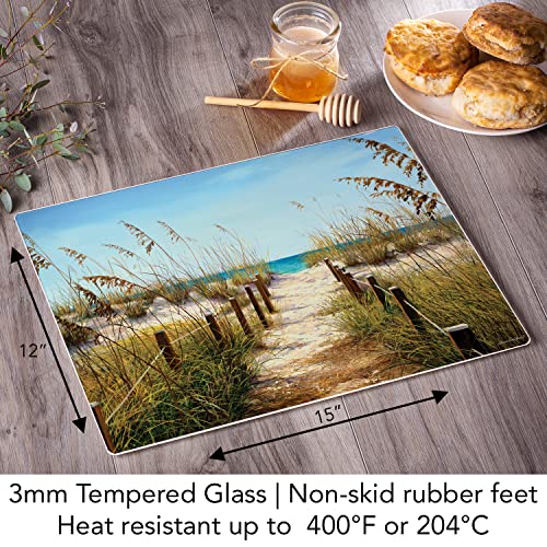 CounterArt 'Path to the Ocean' Glass Cutting Board, 15 x 12"