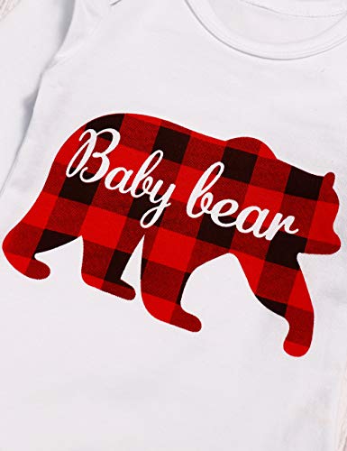 HKALL Newborn Infant Baby Boy Girls Clothes Fall Outfits Baby Bear Romper Long Pants Hat 3PCS Christmas Bodysuit Set