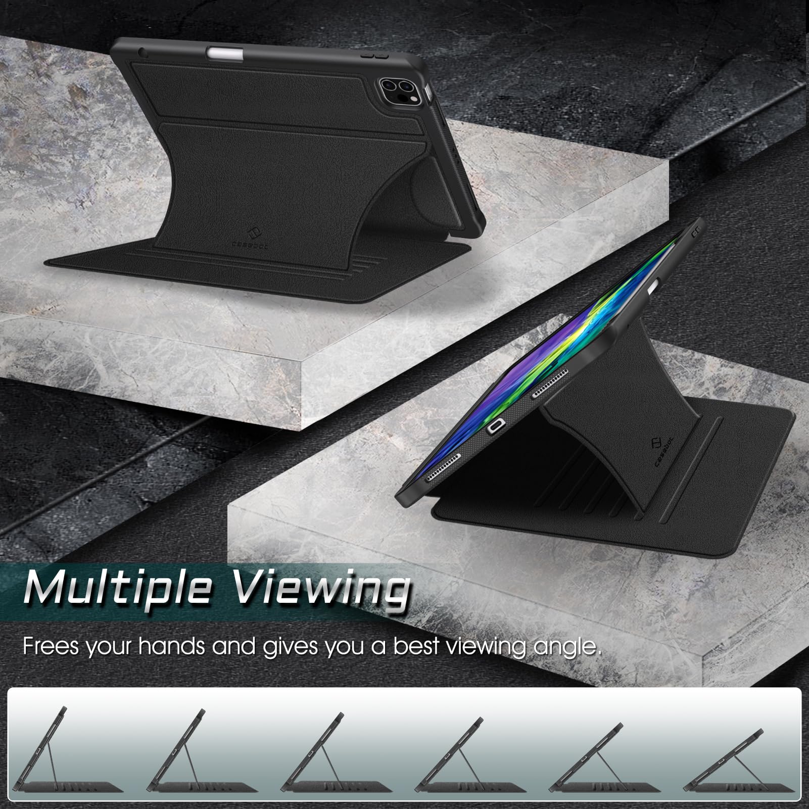Fintie Magnetic Stand Case for iPad Pro 11-inch (4th / 3rd Generation) 2022/2021 - Multiple Angles Shockproof Soft TPU Cover w/Pencil Holder, Also Fit iPad Pro 11" 2nd /1st Gen, Black