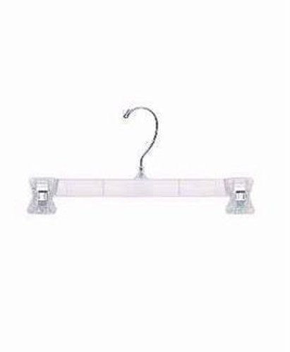 Break Resistant Skirt Pant Hanger in Clear 12 Inch with Chrome Hook - Lot of 100