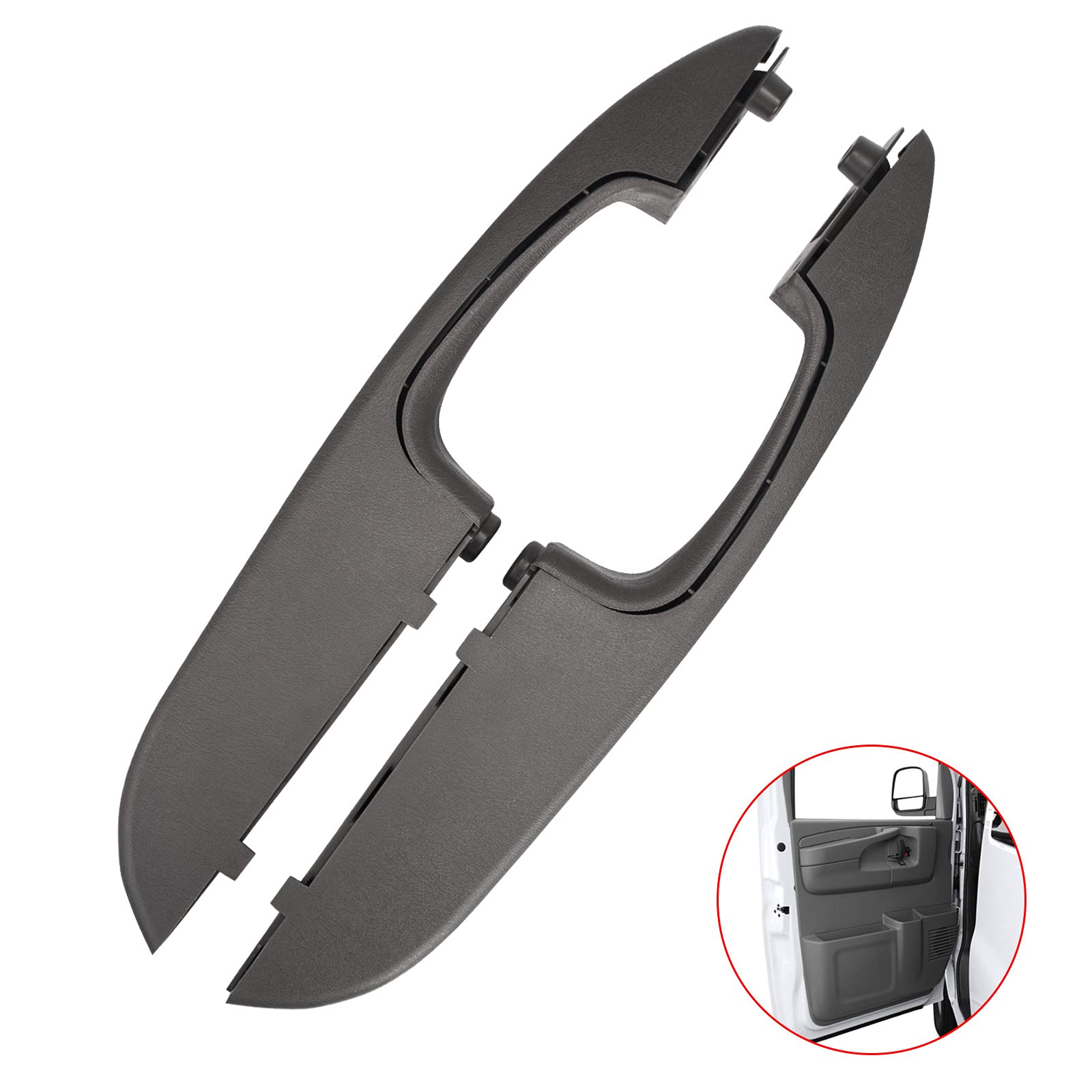 3mirrors Interior Door Pull Handle Front Driver & Passenger Side Armrest Handle Compatible with 2003-2019 Chevrolet Express or GMC Savana 1500 2500 3500 Van (Gray)