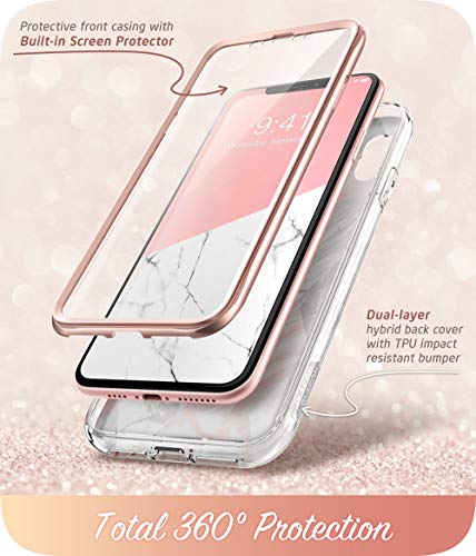 i-Blason Cosmo Full-Body Case for iPhone Xs/ iPhone X Case 2018 Release, Marble, 5.8"