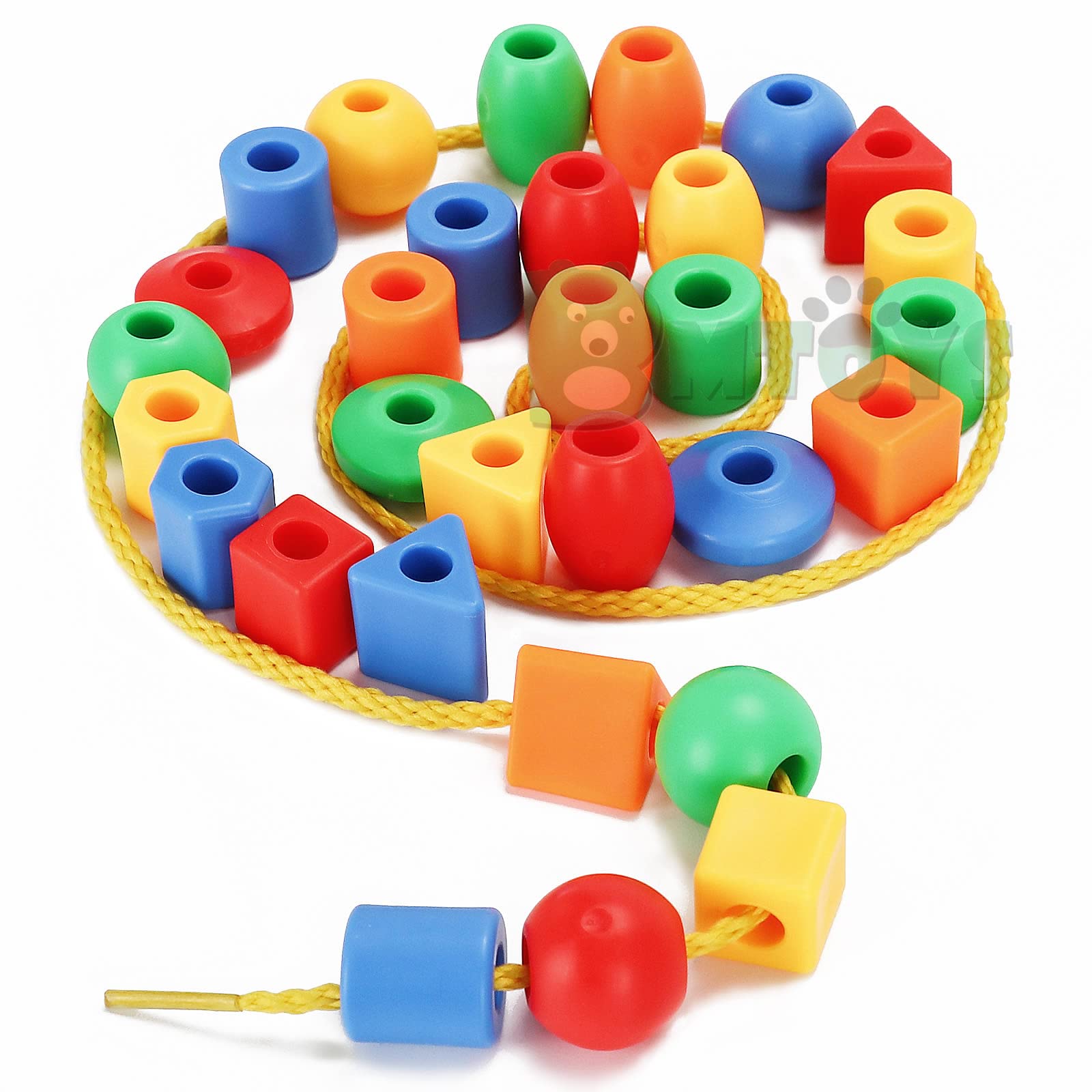 BMTOYS Lacing Beads for Kids - 70pcs Threading Beads Occupational Therapy Toys for Kids Fine Motor Skills Developmental Activity OT Toys