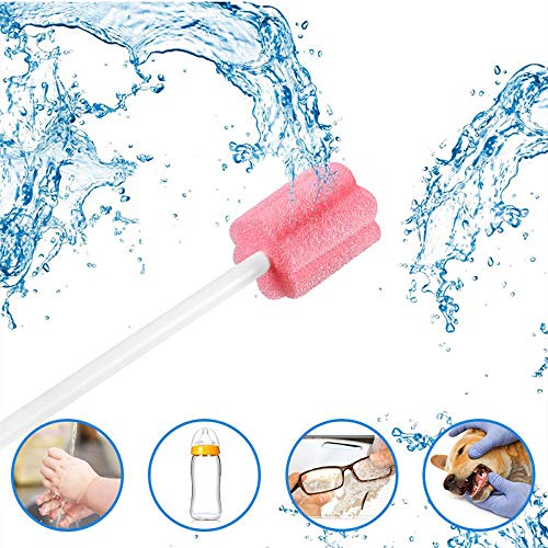 Wellgler's Oral Care Swabs - Disposable Mouth Cleaning Spong swabs (250count, Pink)