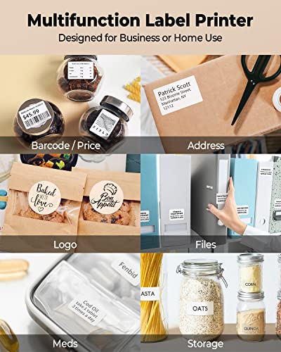 Phomemo Barcode Label Printer M110 Label Printer, Upgraded Bluetooth Portable Thermal Label Maker for Small Business, Address, Office, Home for Phone; for PC/Mac(USB), with 100pcs Labels, Snow White