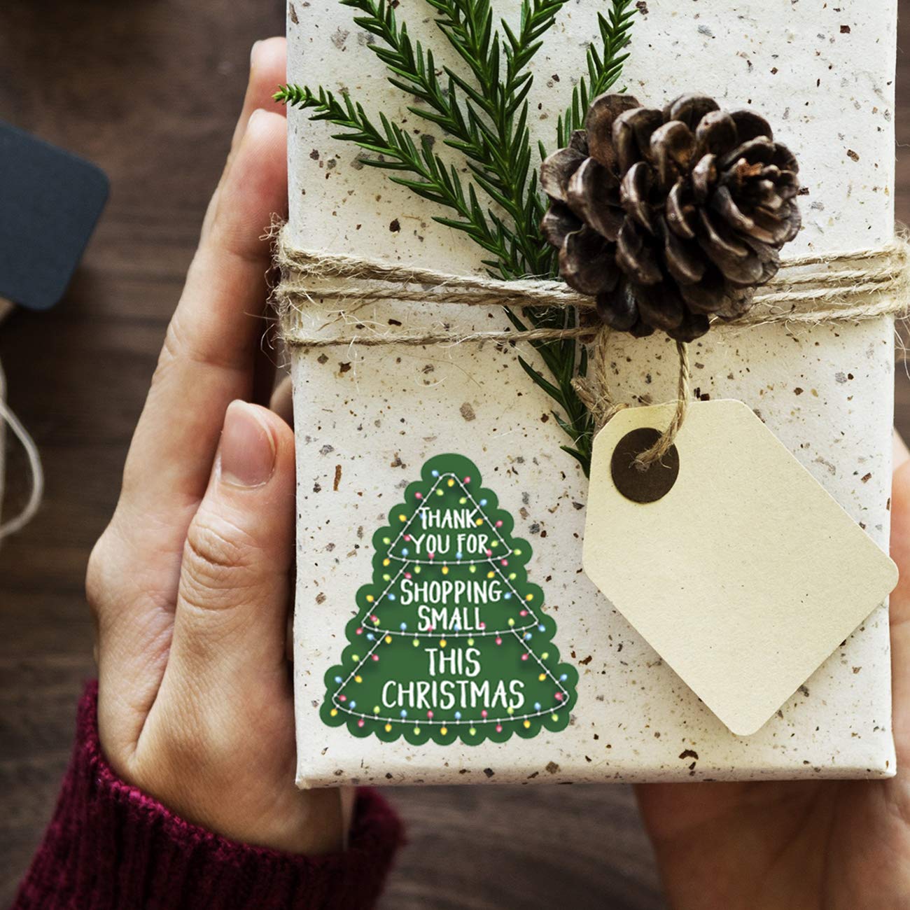 Muminglong Christmas Tree Thank You Sticker, Thank You Sticker, Small Shop Sticker, Small Business, Packaging Sticker, 500PCS