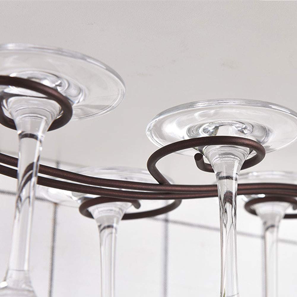 6 Bottles Wine Glass Rack,Cup Glass Stemware Iron Hanging Holder Organizer Under Cabinet Display Shelf Cup Storagefor Bar Kitchen