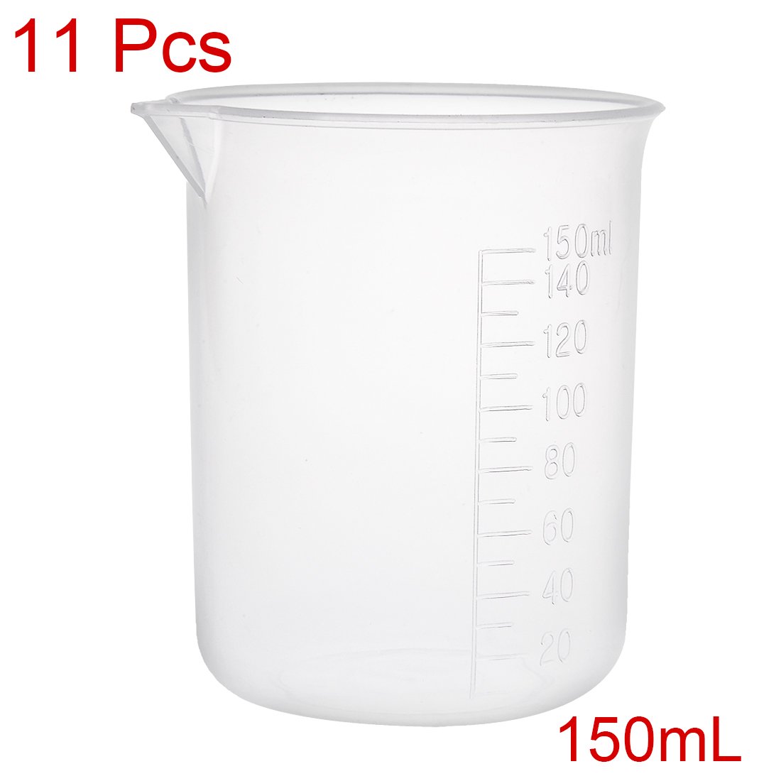 uxcell Measuring Cup 150ml PP Plastic Graduated Beaker Transparent for Lab Kitchen liquids 11pcs