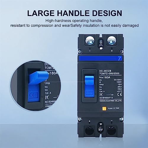 2P DC MCCB TOM7Z 1000V DC Solar Molded Case Circuit Breaker MCCB Overload Protection Switch Protector for Solar Photovoltaic PV (Size : 150A)