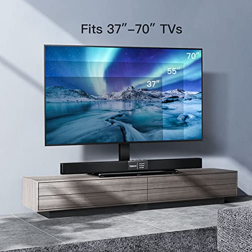 PERLESMITH Swivel TV Stand Universal Table Top TV Base for 37 to 65,70 inch LCD LED OLED 4K Flat Screen TVs - Height Adjustable TV Mount Stand with Safe TV Anti-tip Cable, VESA 600x400mm PSTVS03