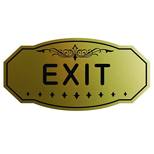 EXIT Victorian Door/Wall Sign (Brushed Gold) - Medium 4" x 8"