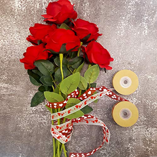 Llxieym 2 Rolls Valentine's Day Heart Ribbons Wrapping Ribbons for Wedding Valentine's Day Wrapping