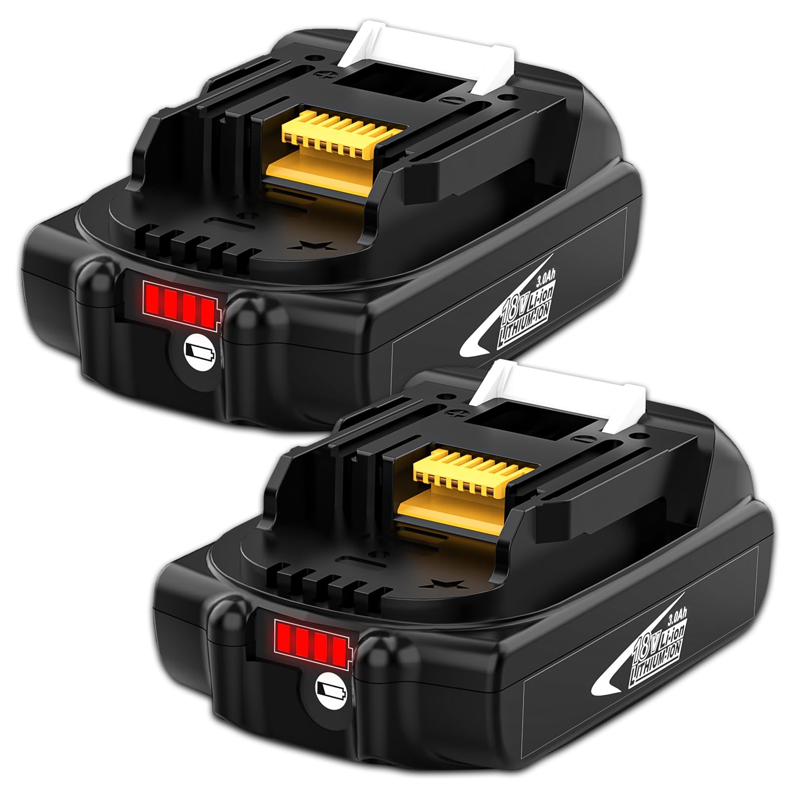 2Pack 3.0Ah 18 Volt BL1830B Replacement Battery Compatible with Makita 18V Battery Lithium BL1815 BL1820 BL1820B BL1830B BL1835 BL1840 BL1850 BL1860 BL1860B LXT400 with LED Indicator(Black)