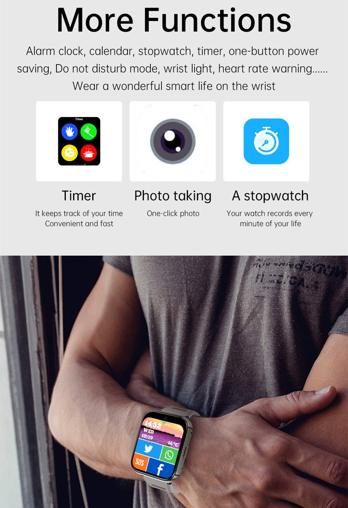 4G LTE Smart Watch Phone, Android 9.0 MTK6761 8 Core 4GB+64GB Men Watch BT5.0 IP67 930mAh 2.08" Touch Screen Support SMS Reply/Camera/Video Call/Wifi/SOS/GPS Fitness Activity Tracker (Black)