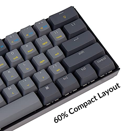 Keychron K12 60% Layout Bluetooth Wireless/USB Wired Mechanical Keyboard for Mac with Gateron G Pro Red Switch White LED Backlit N-Key Rollover, Compact 61 Keys Computer Gaming Keyboard for Windows