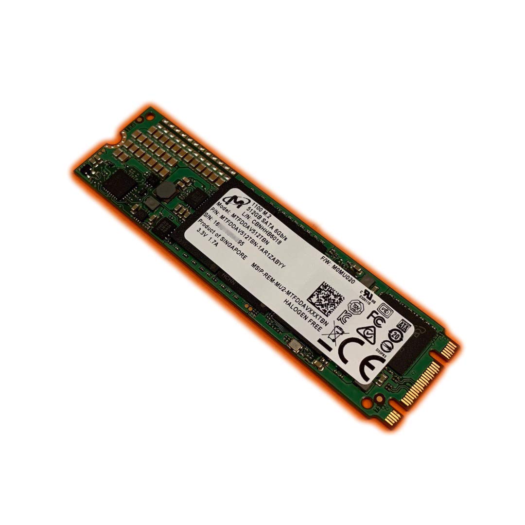 New - Micron SSD 512GB M.2 2280 SATA 6GB/s 1100 Series MTFDDAV512TBN 3D TLC NAND for Samsung Dell HP Evo Lenovo Pro Asus Acer and Other Systems