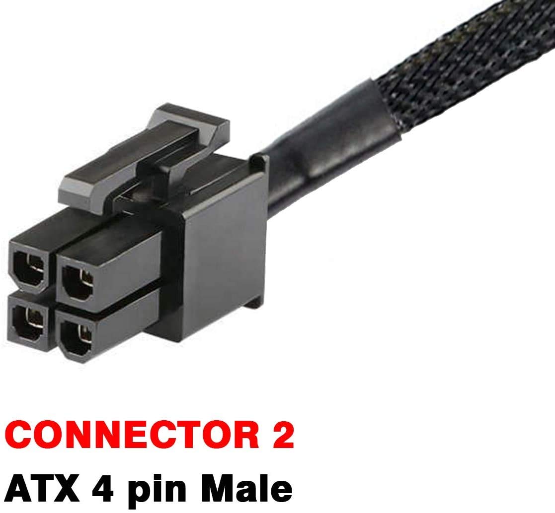 TeamProfitcom ATX CPU 4 Pin Female to Male Motherboard Extension Cable 12V for Power Supply 24 Inches (2 Pack)