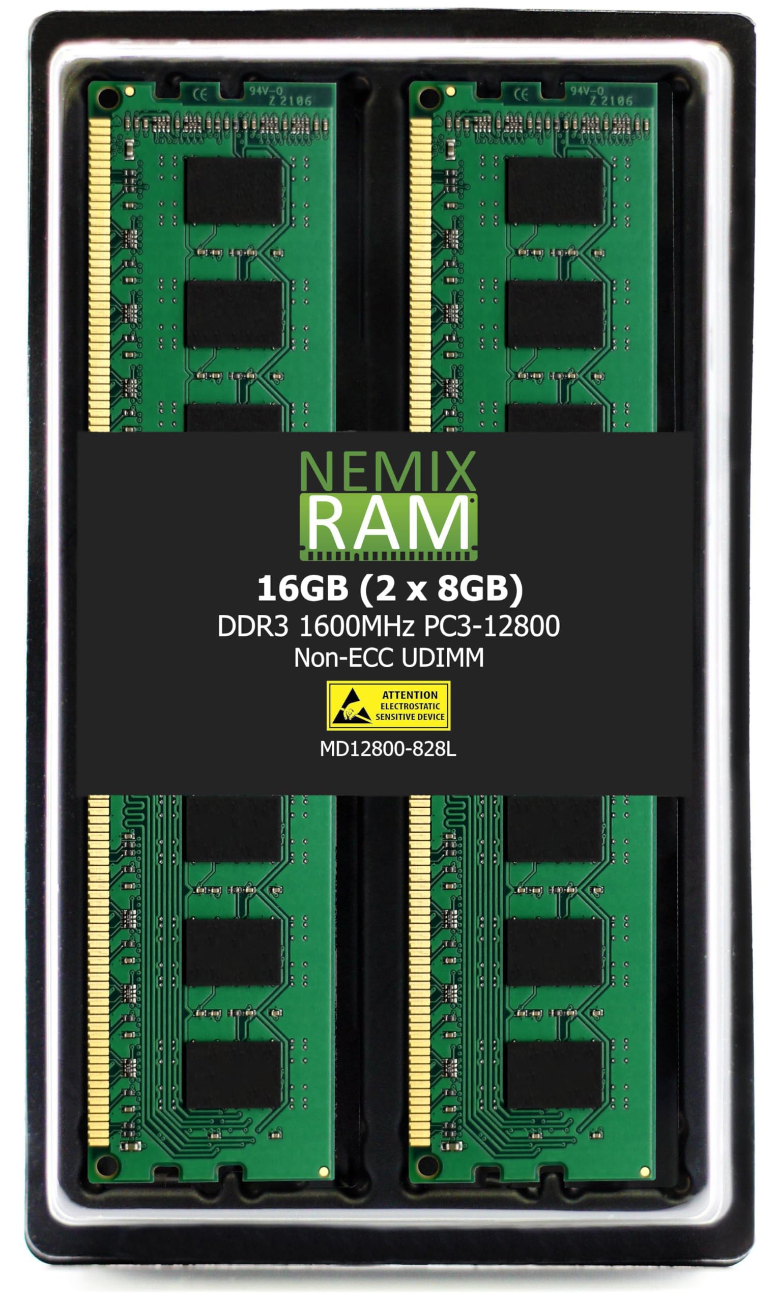 NEMIX RAM 16GB (2X8GB) DDR3 1600MHZ PC3-12800 2Rx8 1.35V 240-PIN Non-ECC UDIMM Unbuffered Desktop Memory KIT