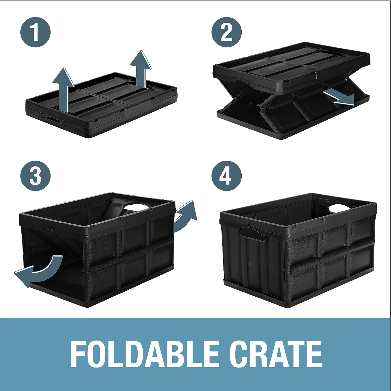 3-Pack of 62L Collapsible Stackable Storage Bins - Perfect for Organizing, Toys, and Heavy-Duty Storage,Each hold 100lbs, (Black) (Black)