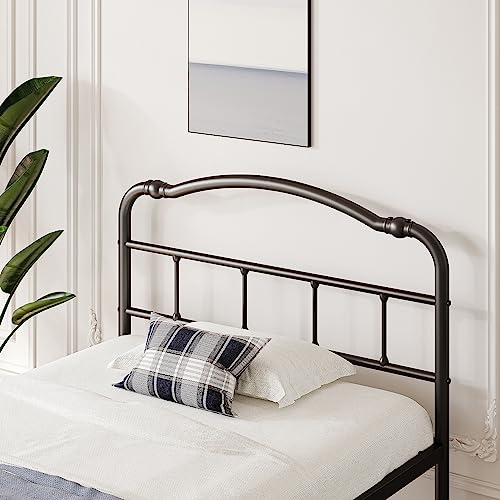 Breezehome 18in Twin Bed Frame with Vintage Headboard and Footboard, Heavy Duty Metal Platform Bed Frame, No Box Spring Needed, Noise Free, Easy Assembly, Black