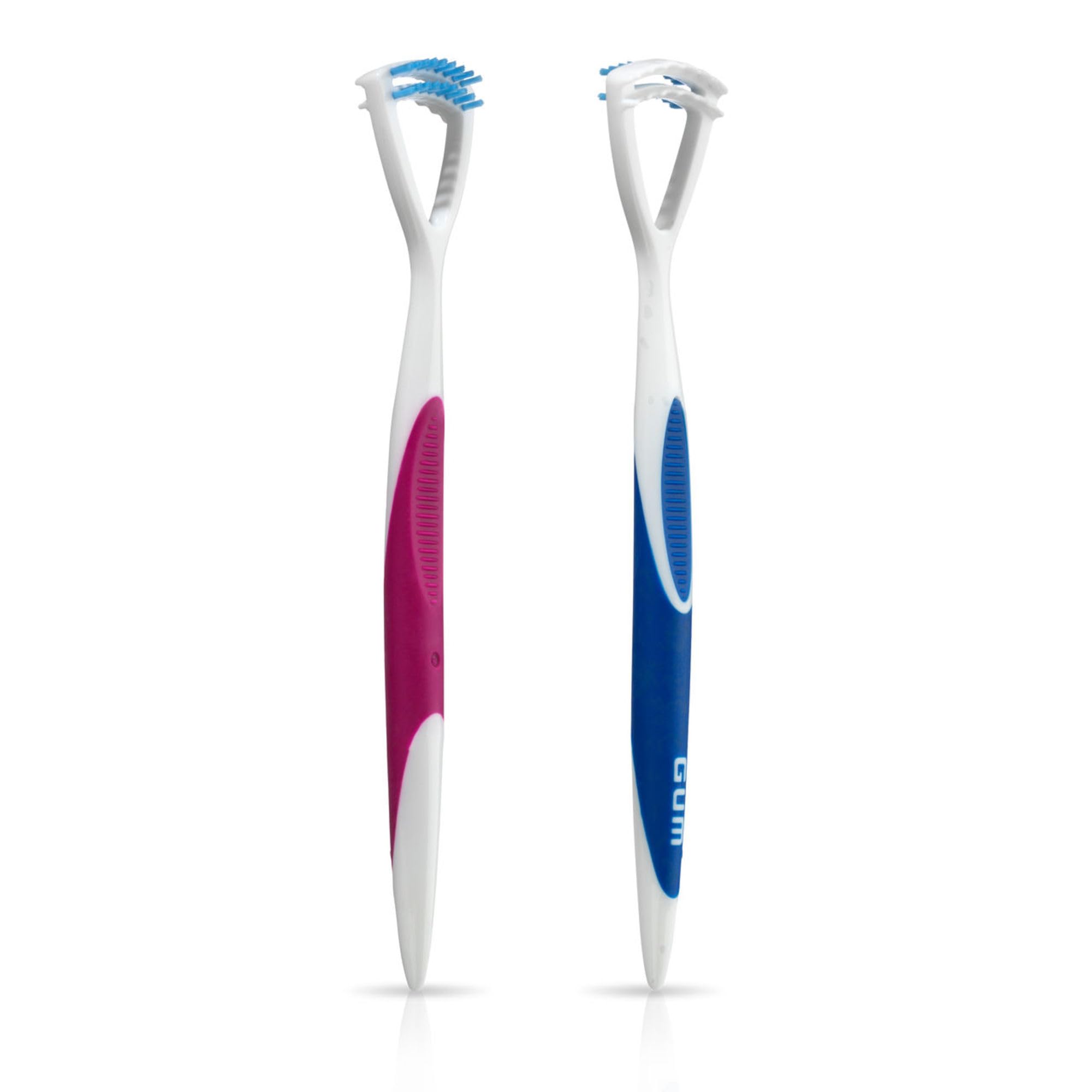 GUM Tongue Cleaner - Dual Action Soft Bristled Tongue Brush with Tongue Scraper for Better Oral Hygiene - Bad Breath Treatment (6pk)