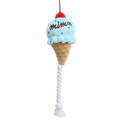 LoveAloe Dog Squeaky Toys Cute Plush Toys Pet Toys for Small Medium Dog,Ice Cream Blue