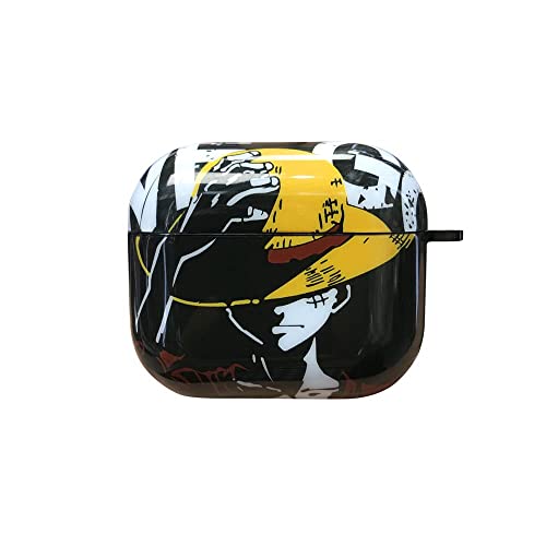 Airpods 3 Case 3rd Generation Airpods 3D Fashion Cute Cartoon Character Theme Design Protective case, Suitable for Airpods 3 Wireless Charging, with Keychain Airpods 3 case (Straw Hat Luffy)