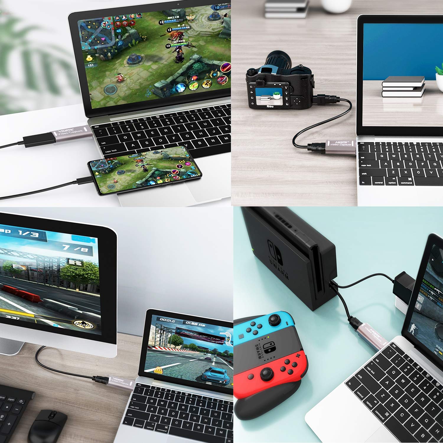 Winkoox Video Capture Cards, 4k Cam Link Card HDMI to USB 3.0, Record to DSLR Camcorder Action Cam Capture Devices for Gaming, Live Broadcasting, Streaming, Video Conference, Silver