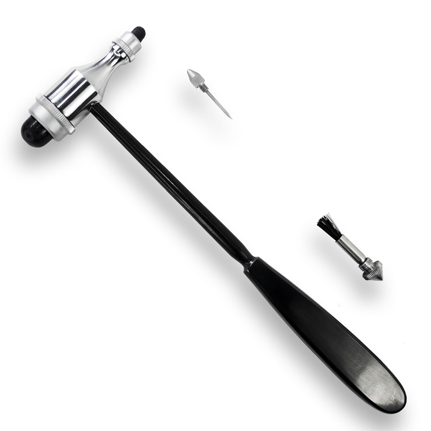 ABECIOUS Tromner Neurological Reflex Hammer with Build-in Brush Medical Professional Diagnostic Hammer (Black)