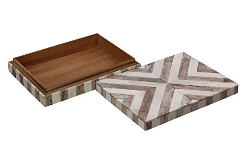 Handicrafts Home Chevron Pattern Brown White Jewelry Organizer and Storage Box for Women Girls Gift Wrap Boxes 8x5x1.5