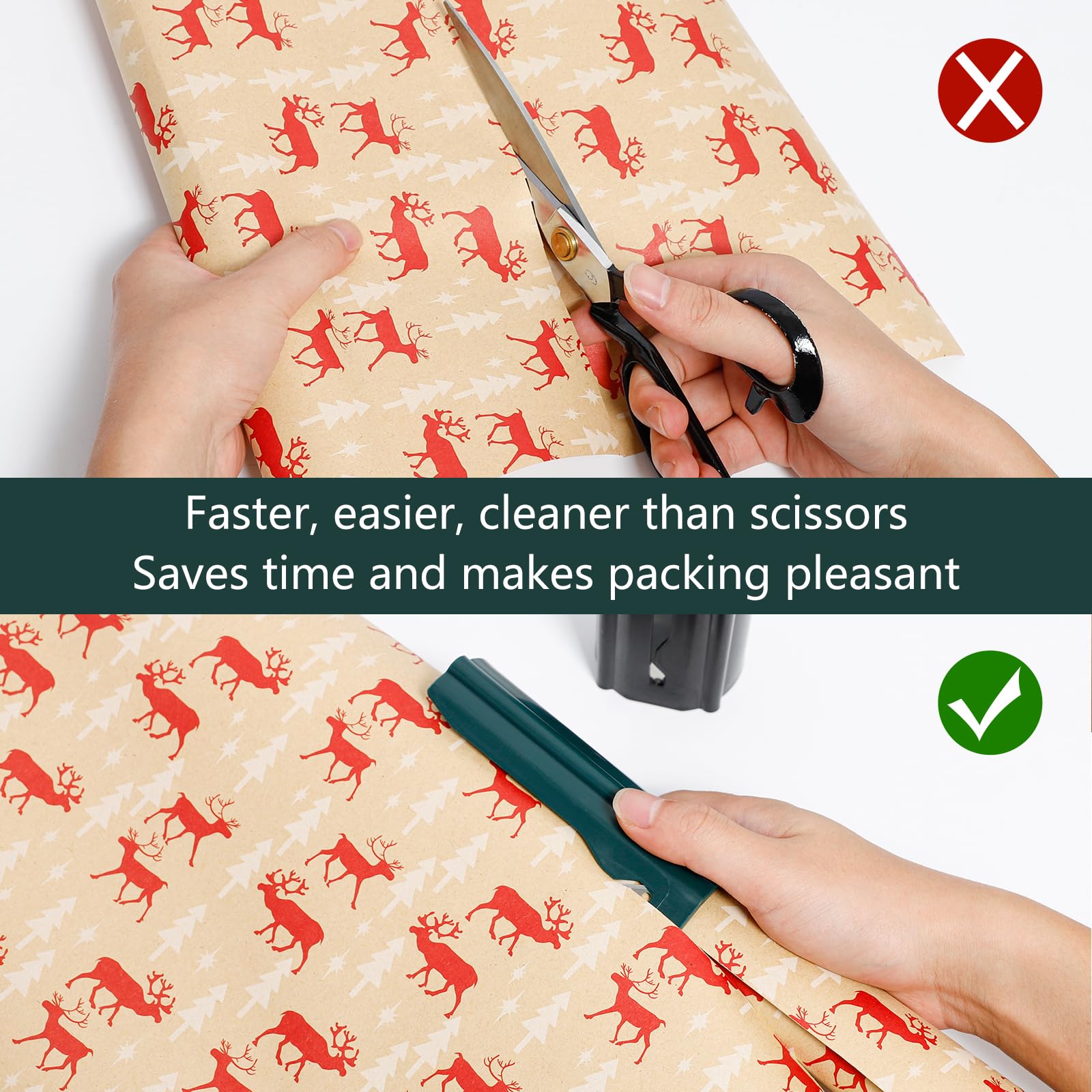 2Pack Christmas Wrapping Paper Cutter, Easy Sliding Gift Wrap Cutter Kraft Paper roll Cutter Tool Tube for Birthday, Holiday,Christmas Gift Crafting Wrapping Roll Paper
