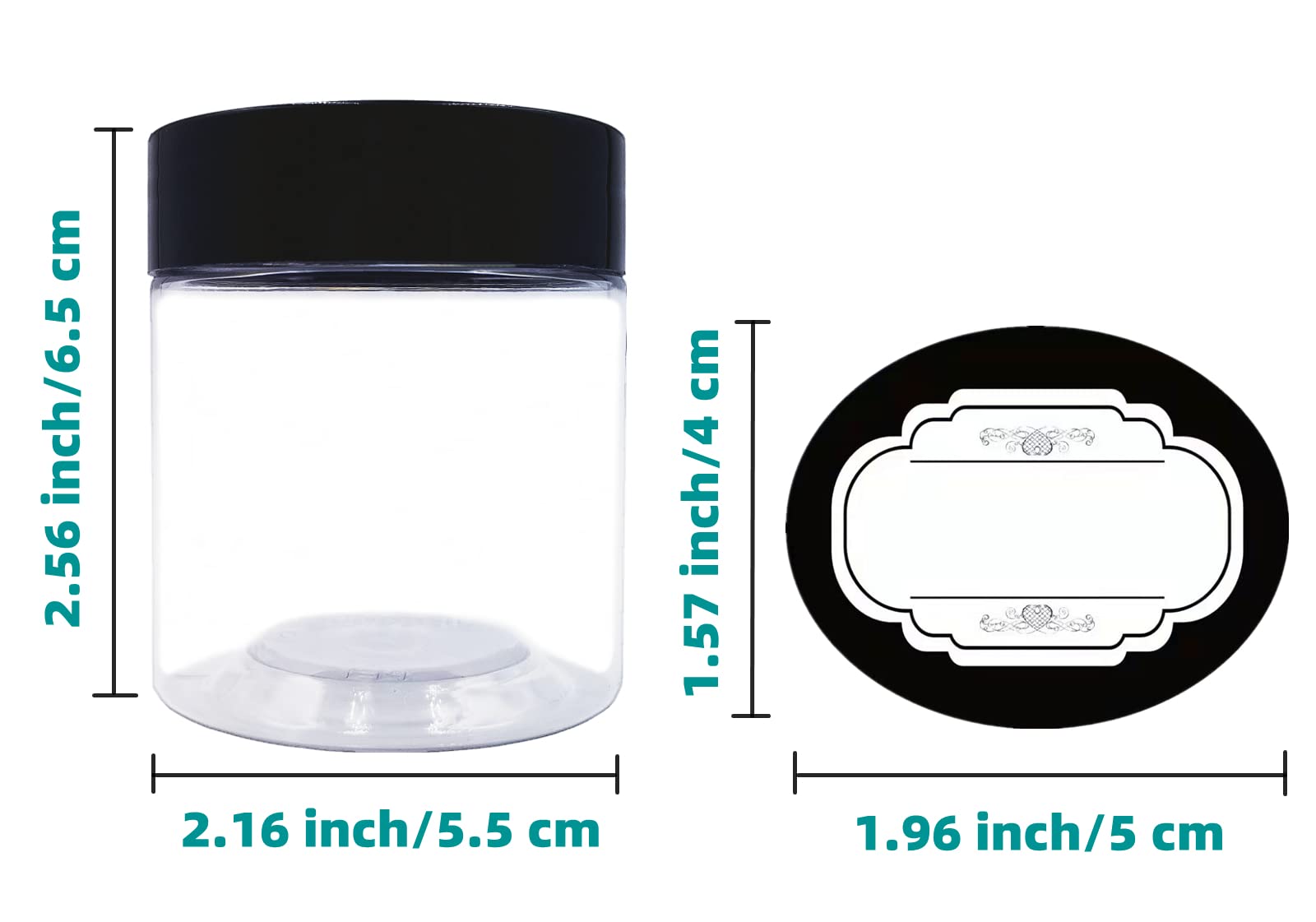 4oz Plastic Jars with Lids,12 Labels,Refillable Empty Round Containers,Pack of 12, Perfect for Cosmetic,Kitchen,Body Scrubs,Lotion,Personal Care Products and more