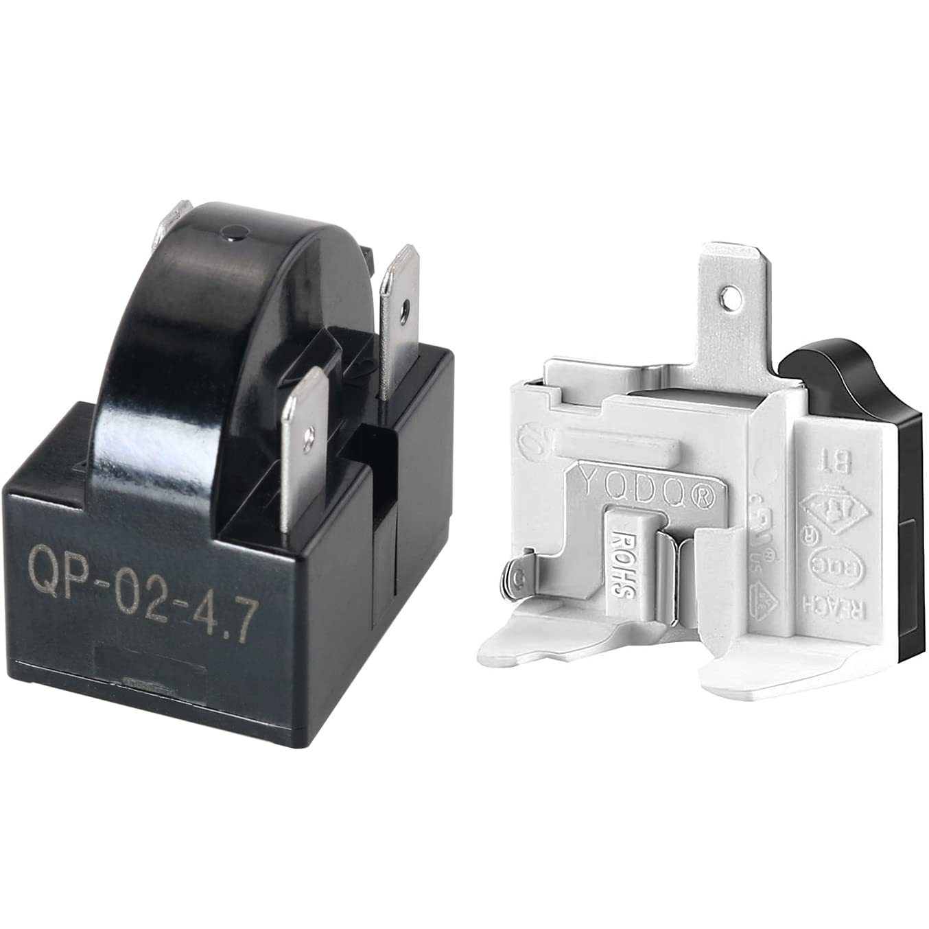 Refrigerator Compressor Relay and Overload Kit JJHXSM Refrigerator Starters QP2-4R7 4.7 Ohm 3 Pin Refrigerator PTC Starter Relays and 6750C-0005P Refrigerator Overload Protectors