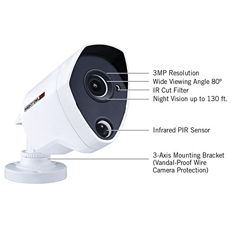 Night Owl WM-861P-3MP 8 Channel 3MP Extreme HD Video Security DVR with 1 TB HDD and 6X 3MP Wired Infrared Cameras