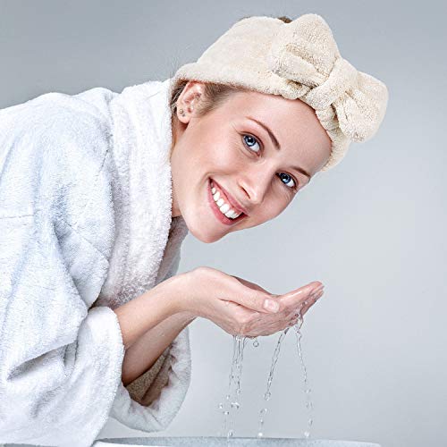 3 Pieces Towel Headbands for Women Makeup Headband for Washing Face Makeup Spa Headband, Microfiber Bowtie Shower Headband for Women(Pink, Blue, White)