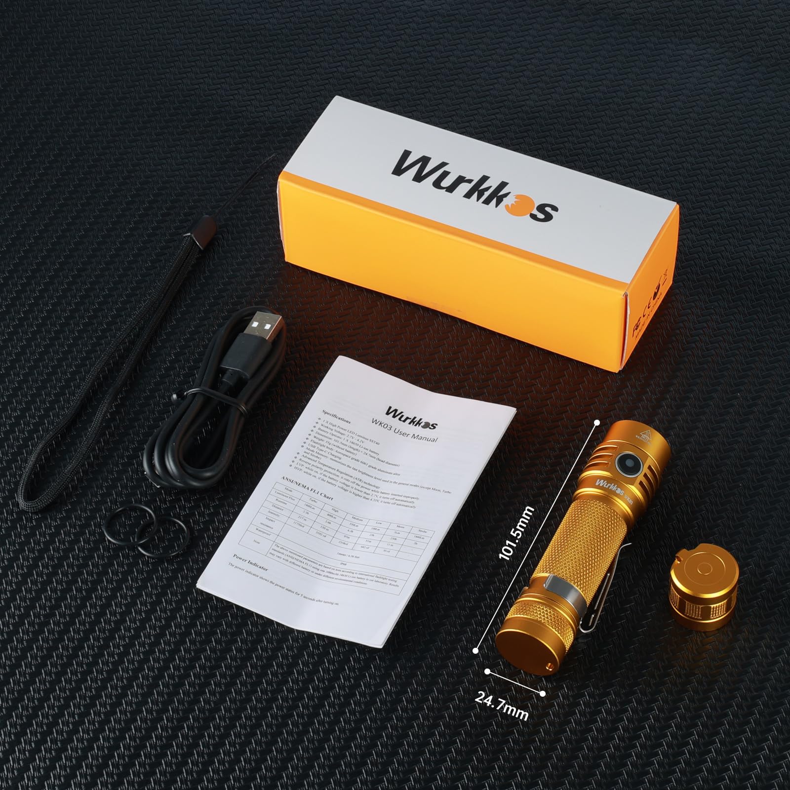 Wurkkos WK03 Pocket Flashlight Rechargeable, 1200 High Lumens Super Bright LED Flashlight with 6 Modes, High CRI 519A LED, IP68 Waterproof, Small Powerful Flashlight for Home, Emergency, Camping