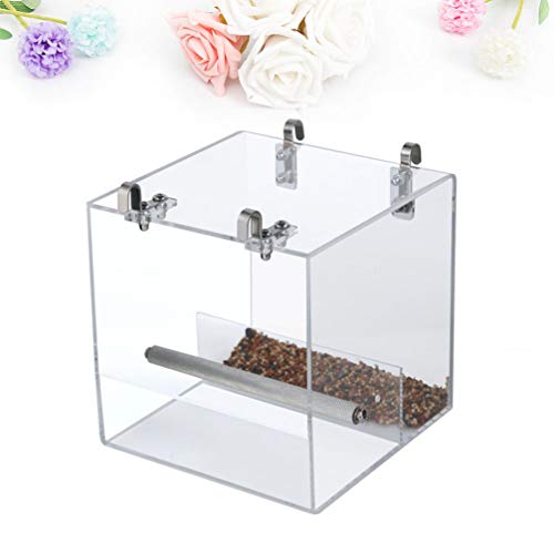 POPETPOP No Mess Bird Feeder for Cage with Hooks - Parrot Feeder Cage Accessories Supplies for Parakeet Canary Cockatiel Finch