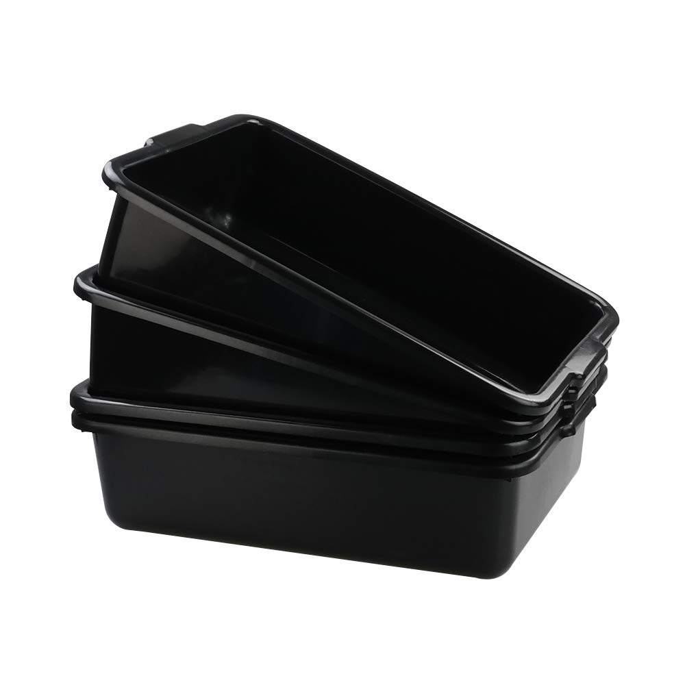 Parlynies 4-Pack 25 L Commercial Bus Box/Tote Box, Plastic Utility Bus Tub, Black