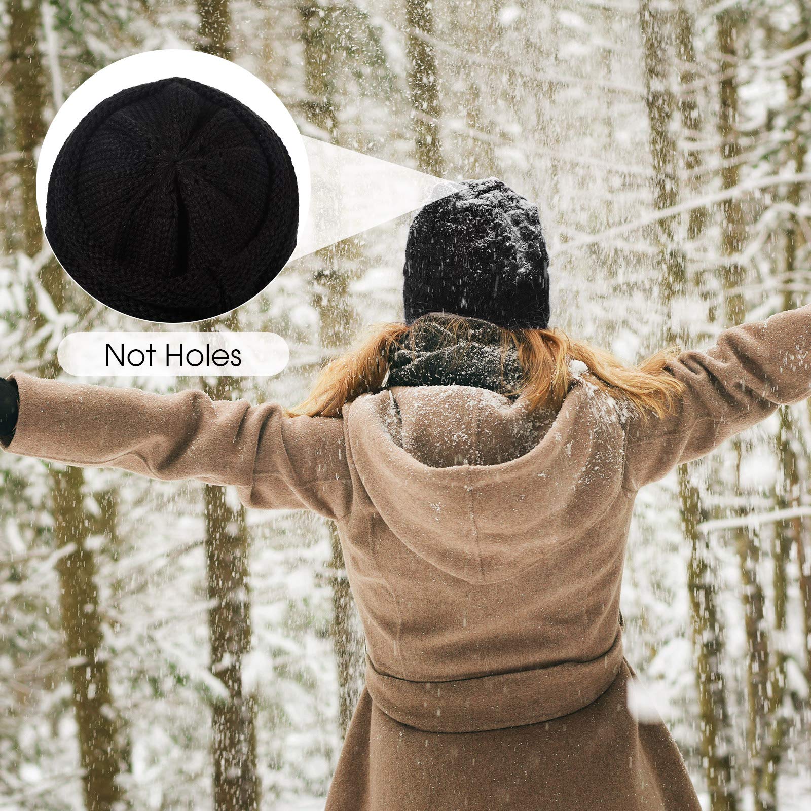 3 Pieces Winter Beanie Hat Scarf Touch Screen Warm Gloves Set Warm Knit Skull Cap for Men and Women (Black)