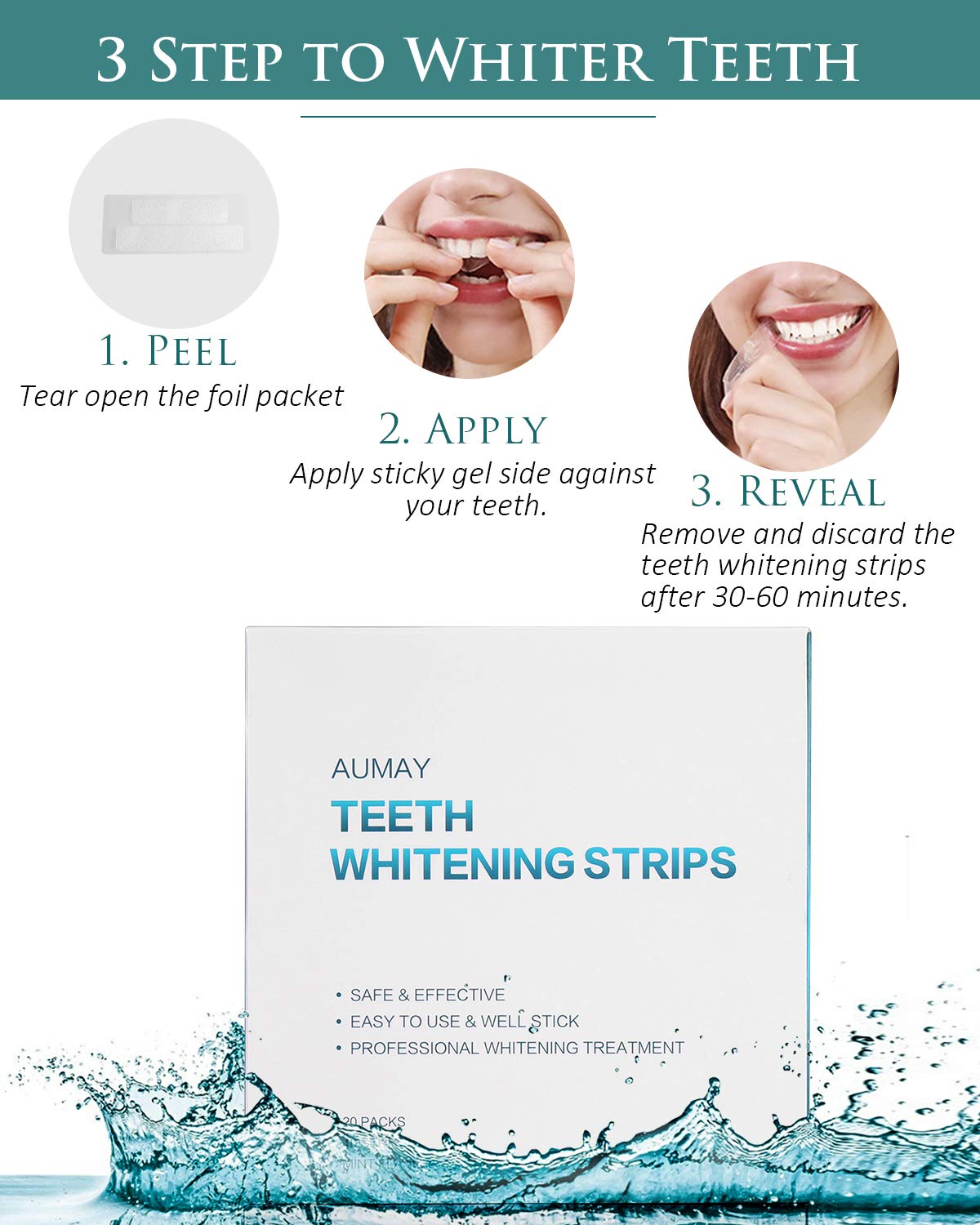 Professional Effects Teeth Whitening Strips 20 Treatments, 40 Strips, Teeth Whitening Kit Gel Products for Sensitive Teeth, Removes Coffee, Tea & Tobacco Stains